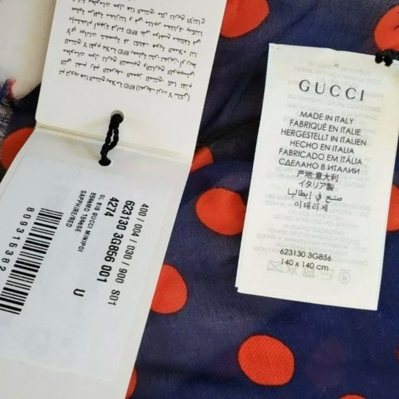 Gucci | Accessories | Nwt Gucci 6233 Red Blue Vintage Logo Polka Dot ...